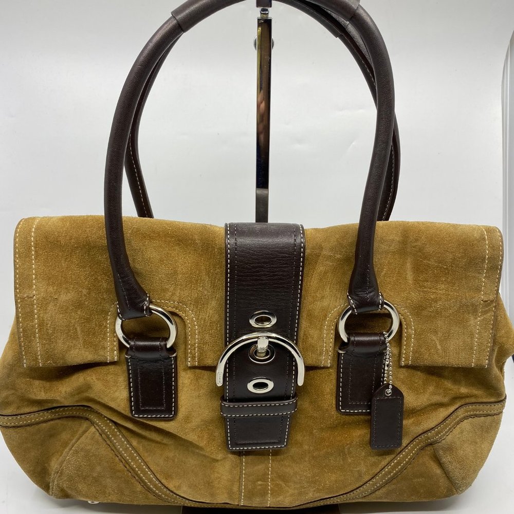 Coach Suede Tan Medium Leather Shoulder Bag - Gem